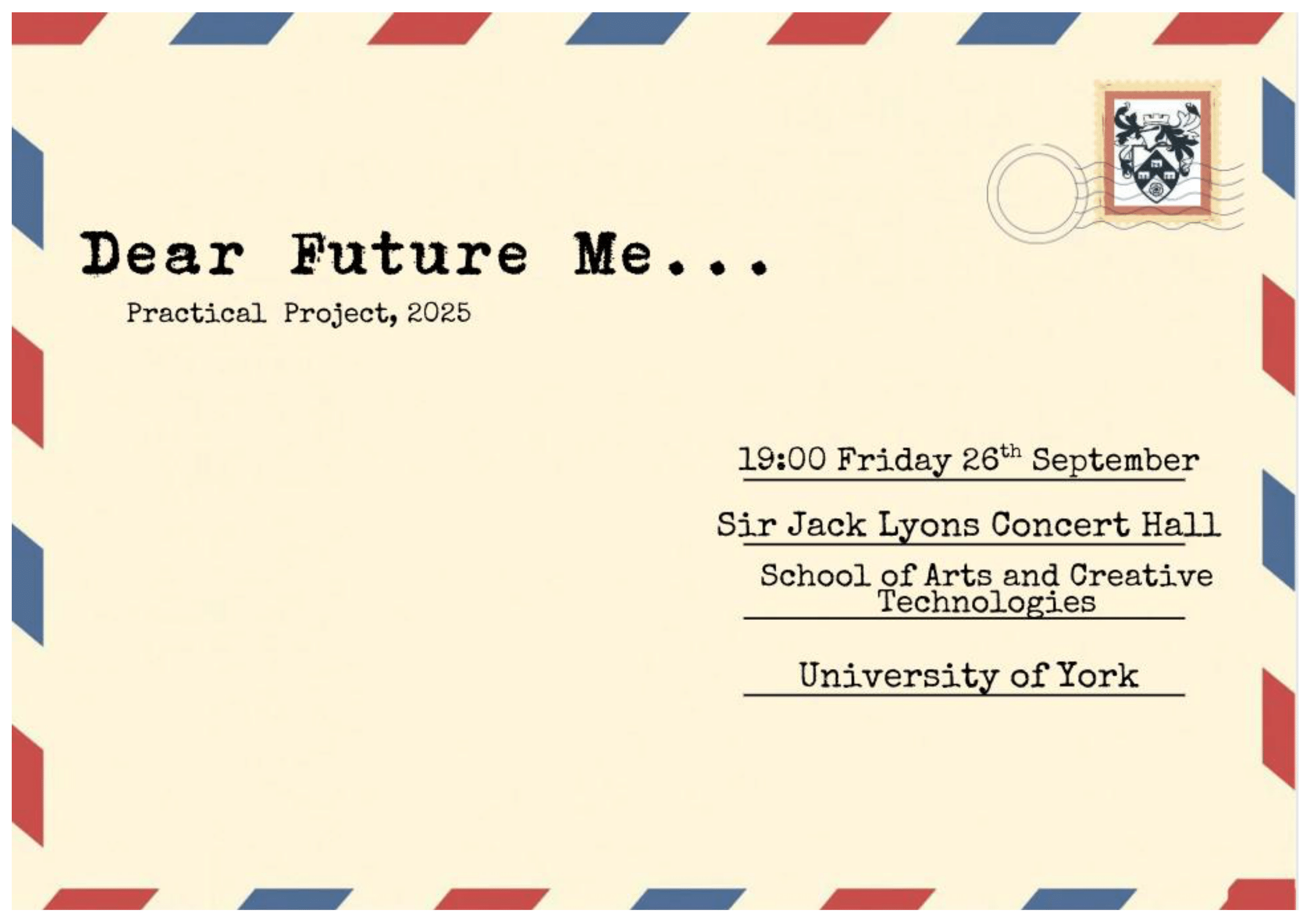 Event: Prac Proj 2025: Dear Future Me... - School of Arts and Creative ...