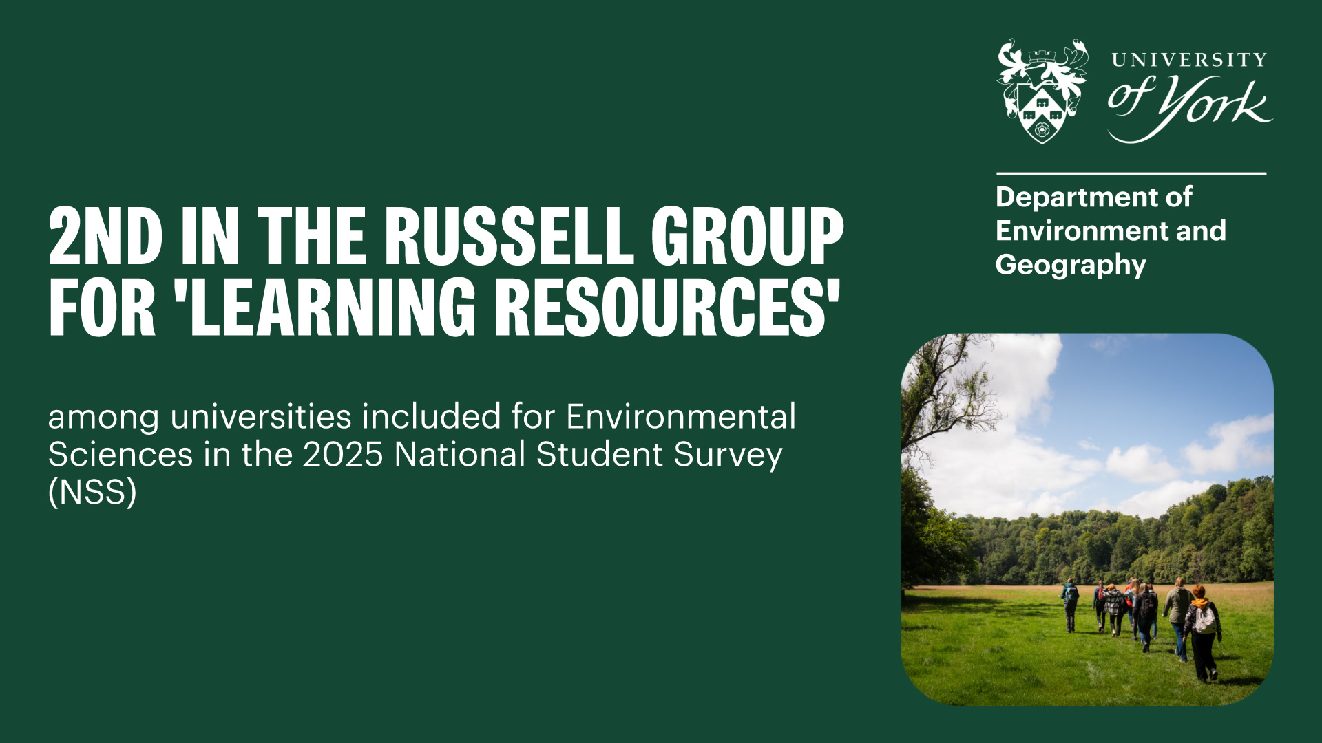 National Student Survey shows strengths of environment and geography at ...