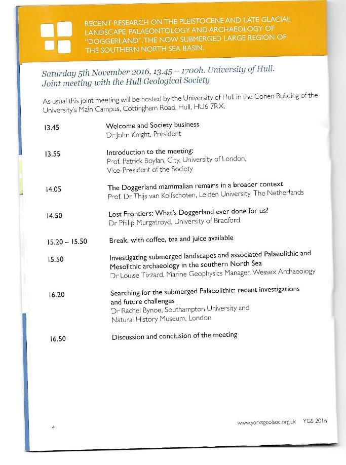 Doggerland Meeting - Palaeo, University of York